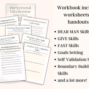 Therapy Worksheets for Interpersonal Effectiveness, DBT Workbook, DBT ...