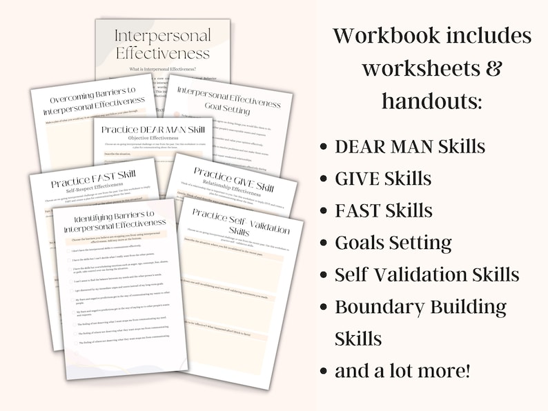 Therapy Worksheets for Interpersonal Effectiveness, DBT Workbook, DBT ...