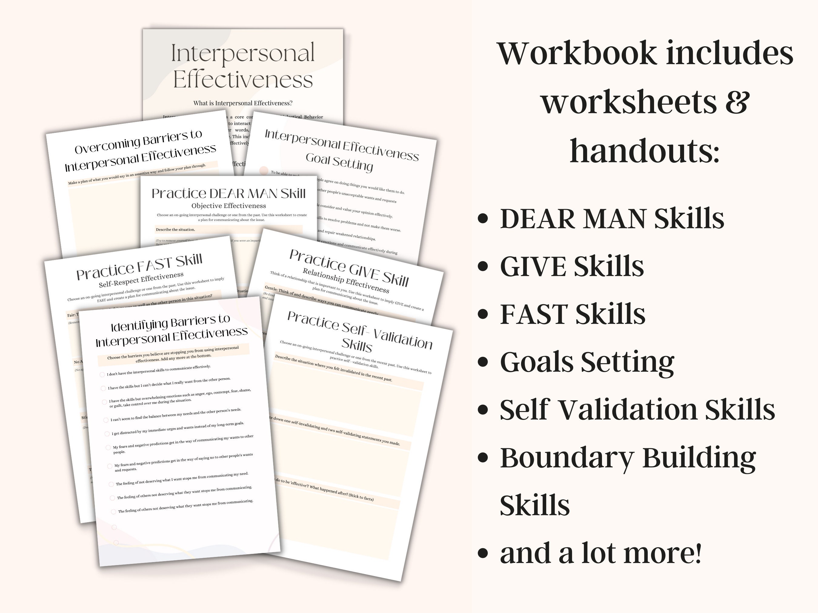 Therapy Worksheets for Interpersonal Effectiveness, DBT Workbook, DBT ...