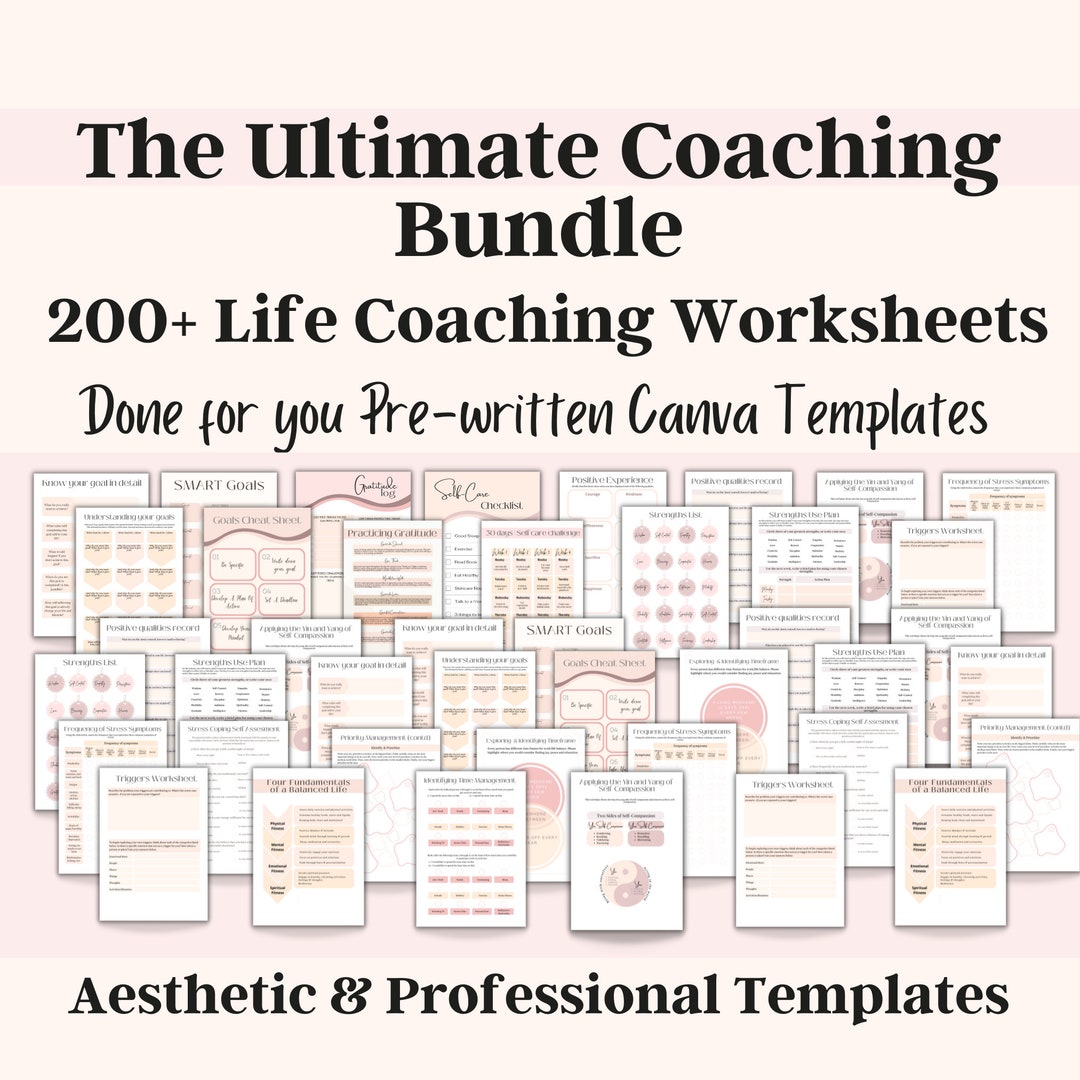 Life Coaching Workbook, Self Love Workbook, Life Coaching Bundle ...