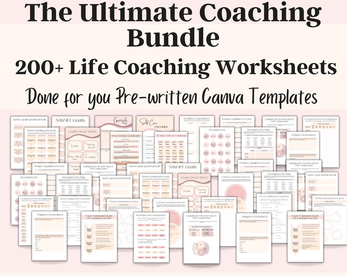 Life Coaching Workbook, Self Love Workbook, Life Coaching Bundle ...