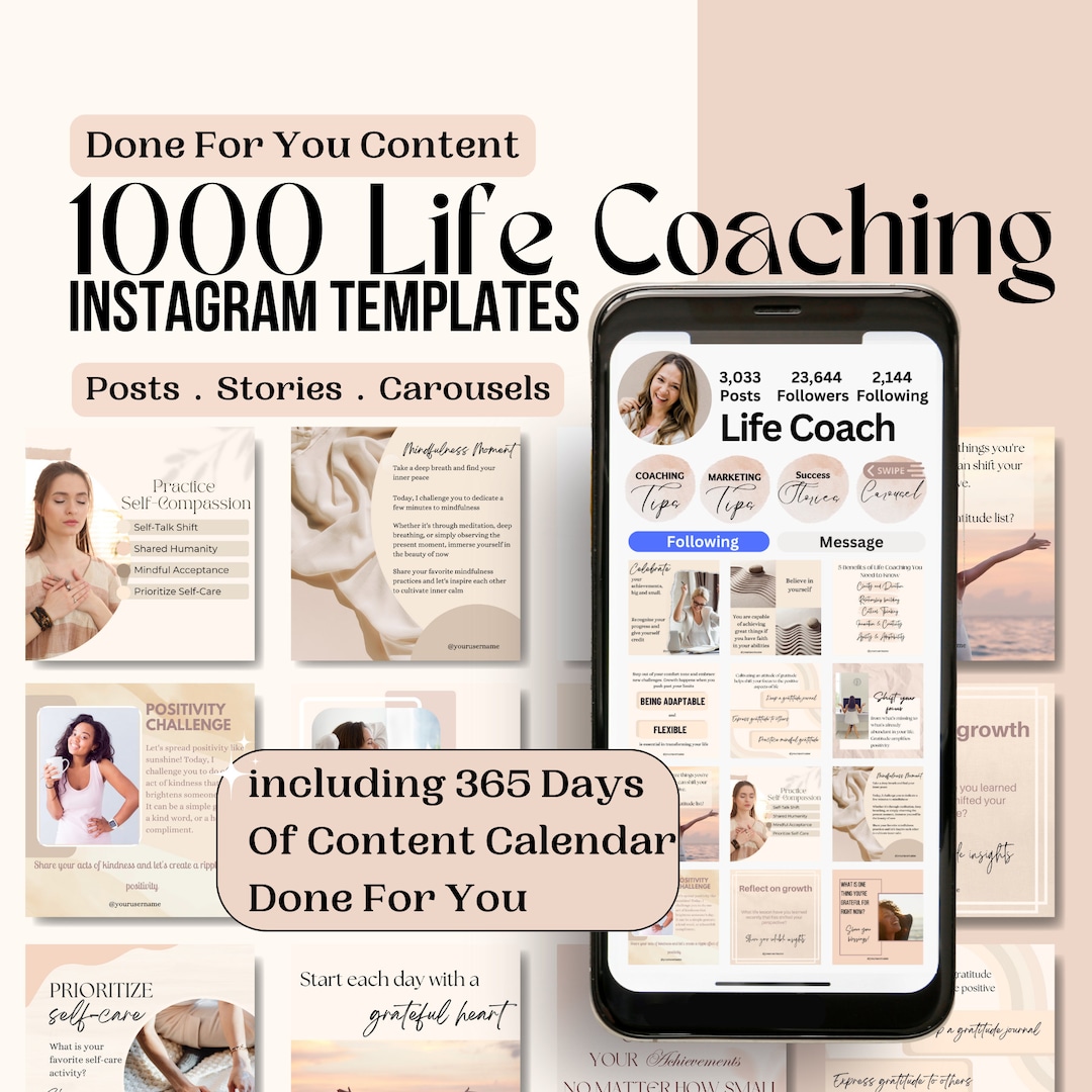 Life Coaching Instagram Templates, Social Media Templates for Life ...