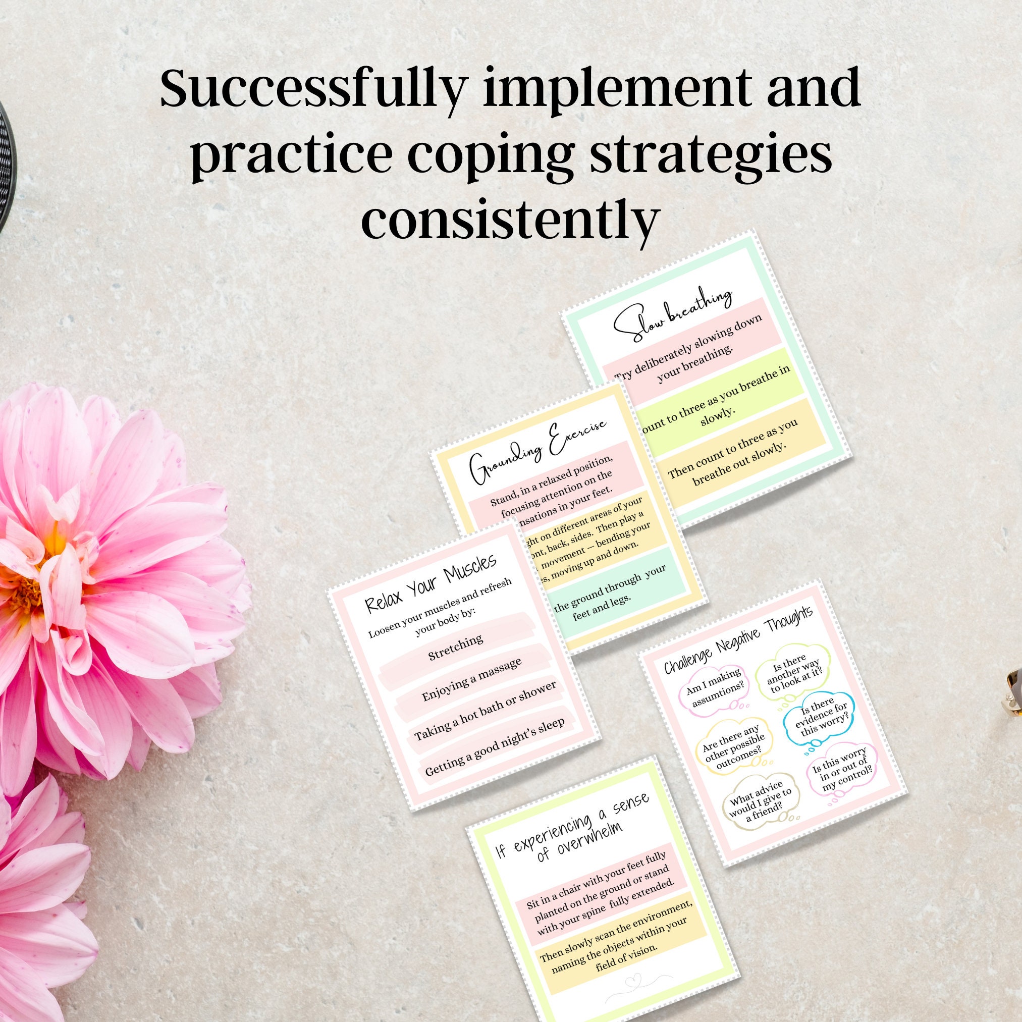 DBT Skills Cards, DBT Coping Skills Flash Cards, Anxiety affirmation ...