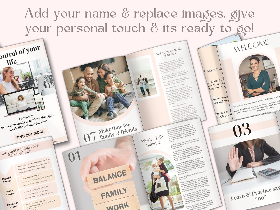 Life Coach Ebook Template for Work Life Balance, Coaching Worksheets ...