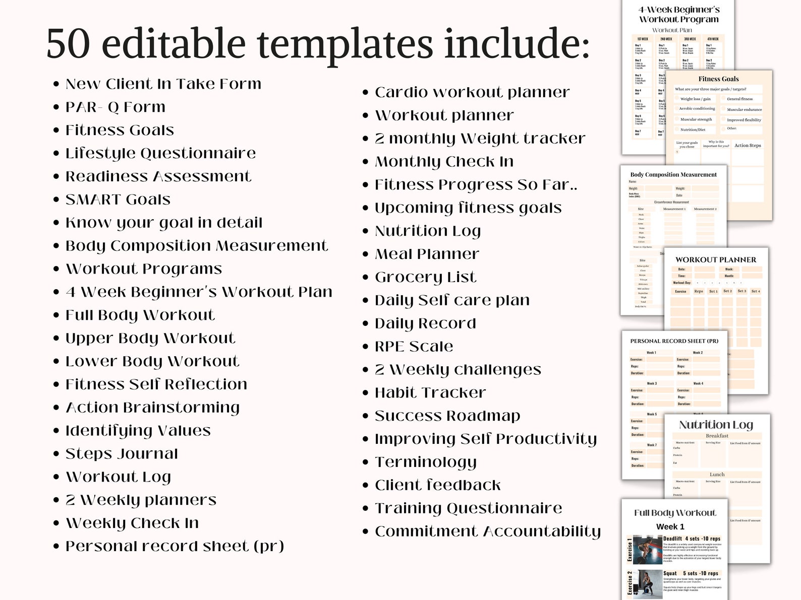 Personal Trainer Client Intake Form Personal Trainer Forms - Etsy