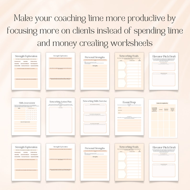 Career Coaching Templates, Career Networking Skills Workbook, Career ...