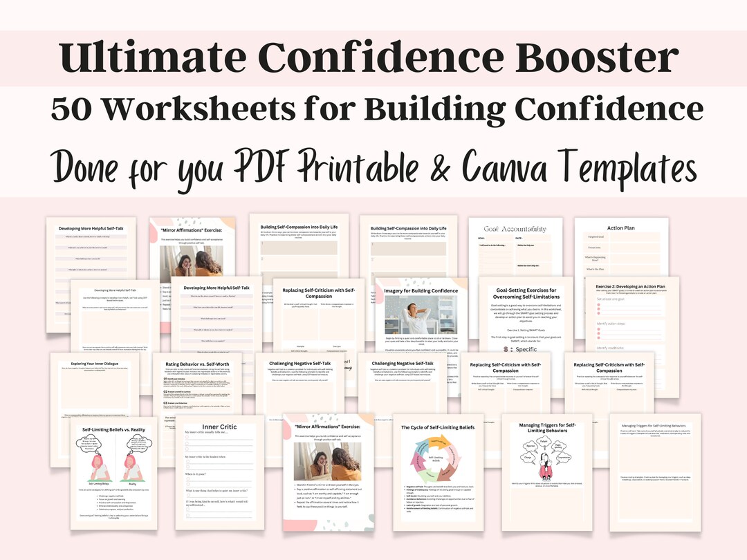 Coaching Templates for Self Confidence Workbook Template, Self Esteem ...