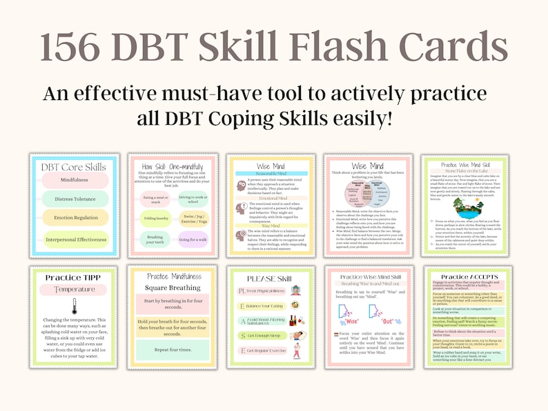DBT Skills Cards DBT Coping Skills Flash Cards Anxiety - Etsy