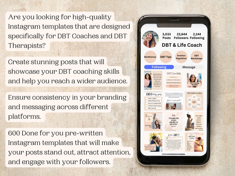 DBT Mental Health Instagram Templates for Therapist, DBT Coaching ...