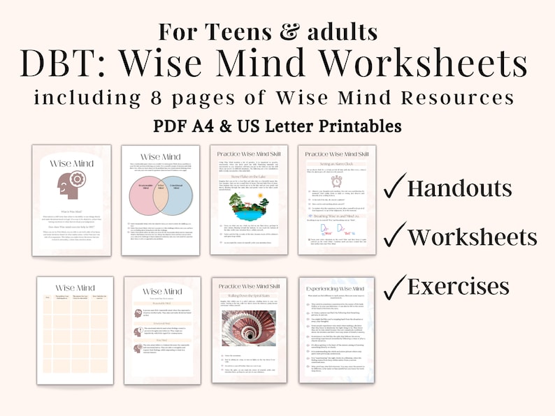 DBT Wise Mind Workbook, DBT Skills, Therapy Worksheets, Wise Mind Worksheets, Coaching ...