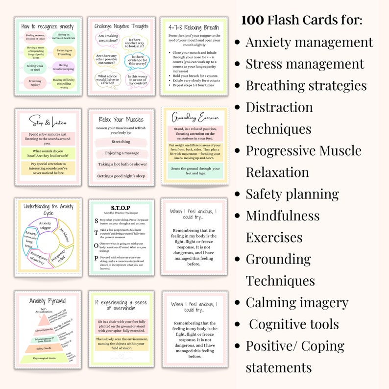 Anxiety Coping Cards, Anxiety Affirmation Cards, Anxiety Flash Cards ...