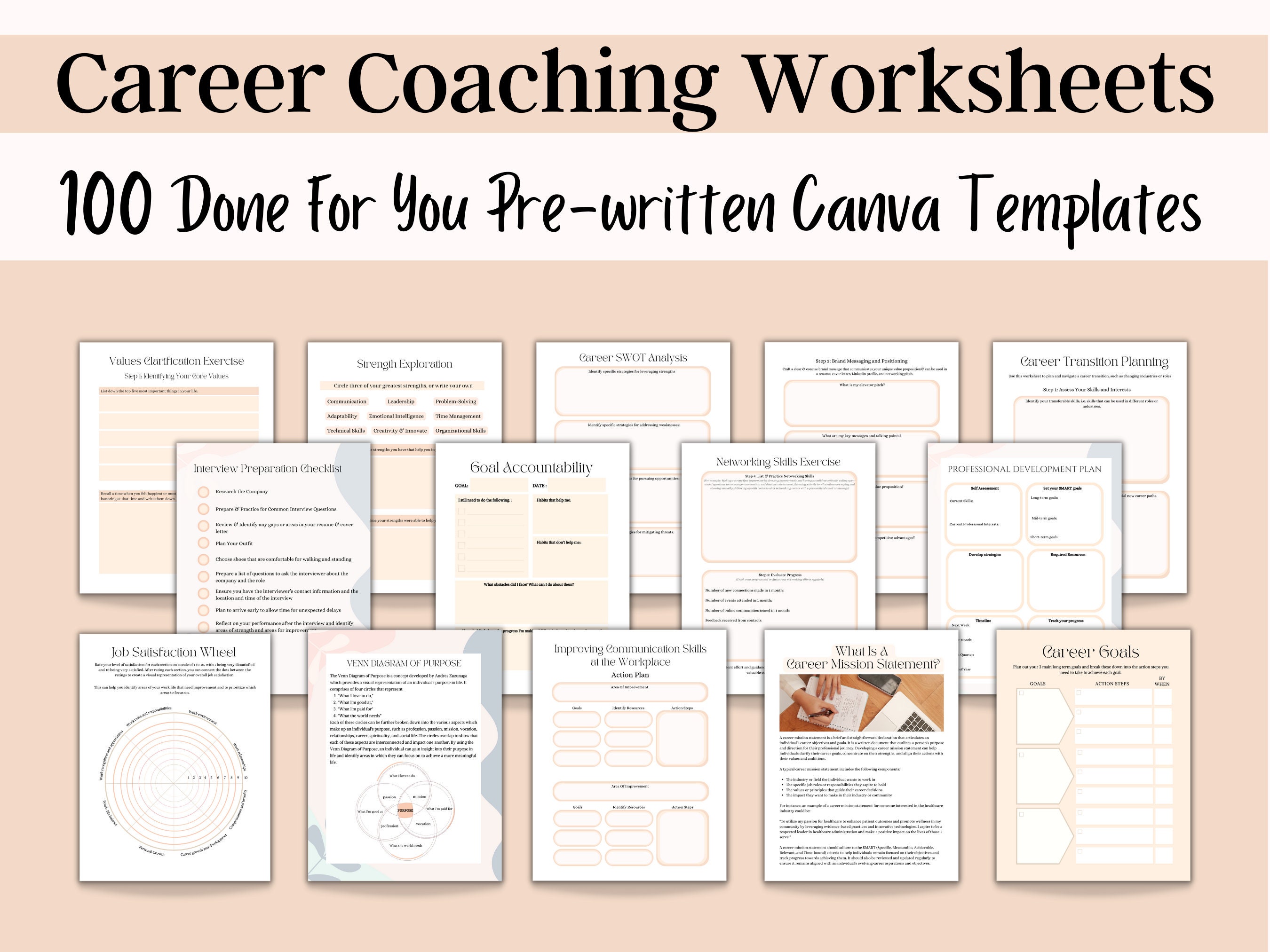 Career Coaching Templates, Career Change Workbook, Life Coaching Bundle ...