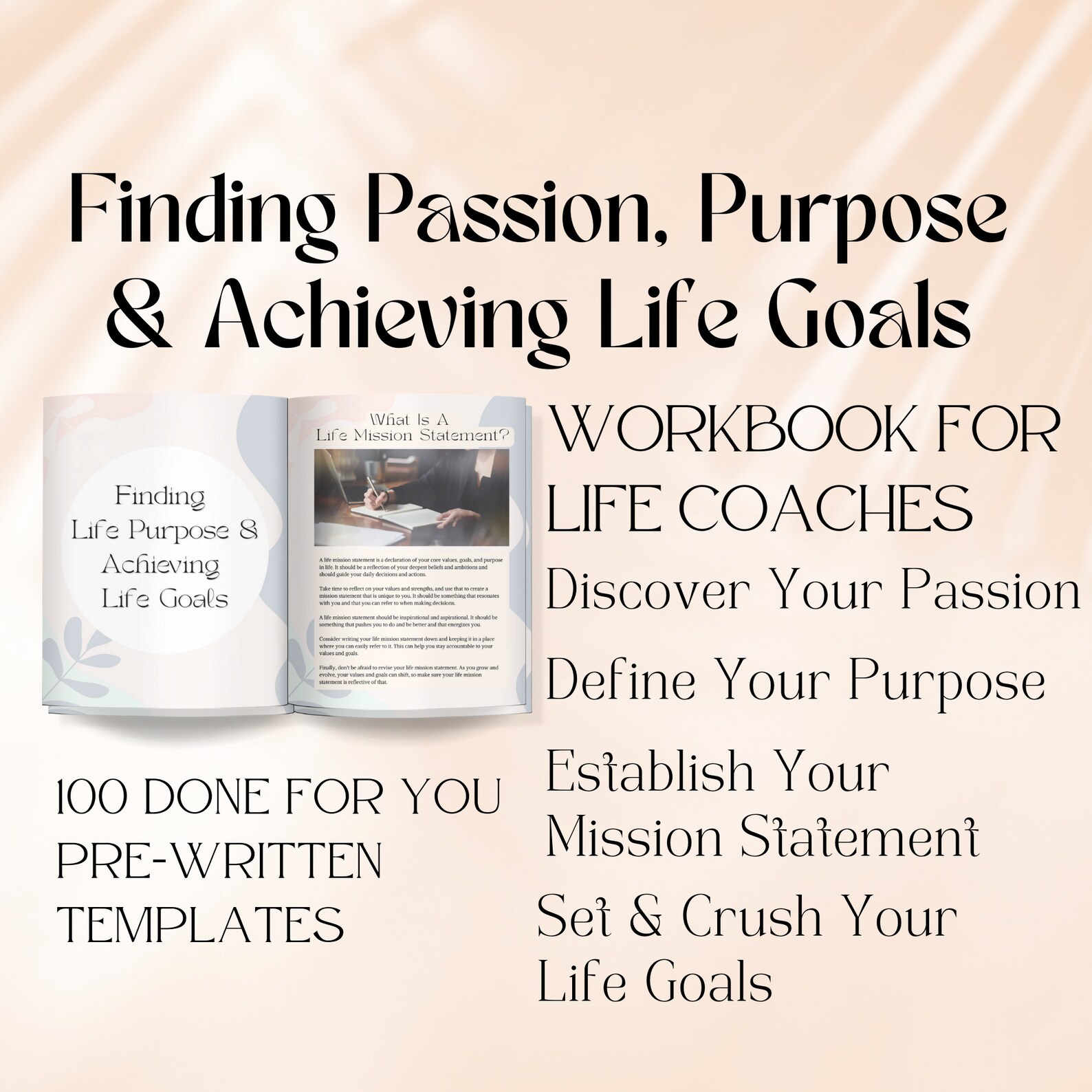 Life Coaching Workbook for Finding Passion Purpose and Goal Setting ...