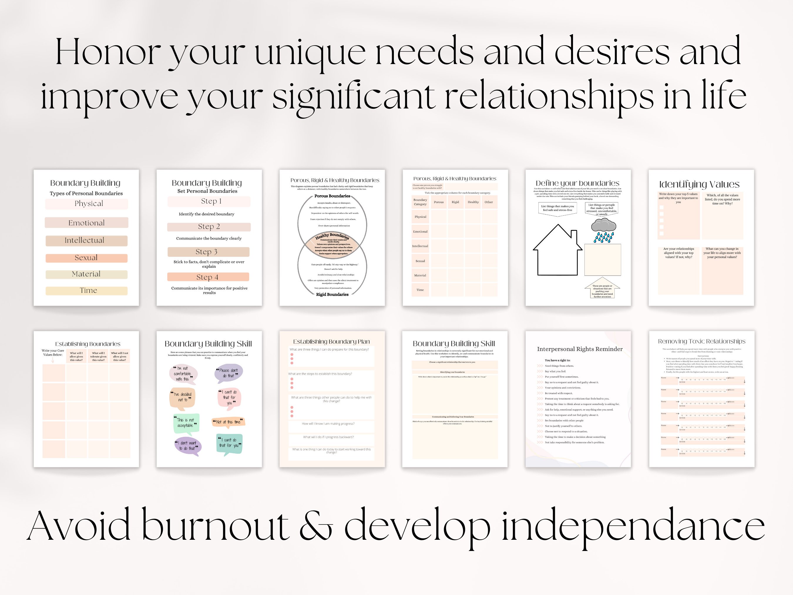 Boundary Building Skill Coaching Worksheets, Relationship Communication ...