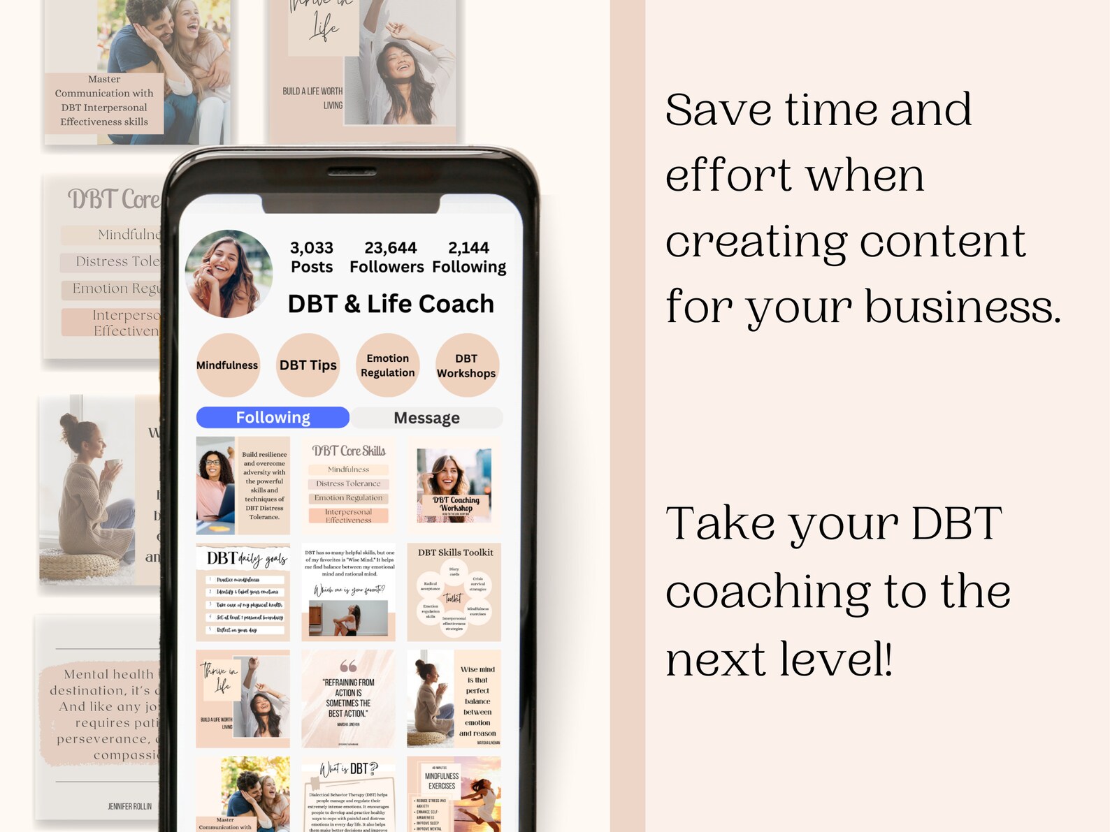 DBT Mental Health Instagram Templates for Therapist, DBT Coaching ...