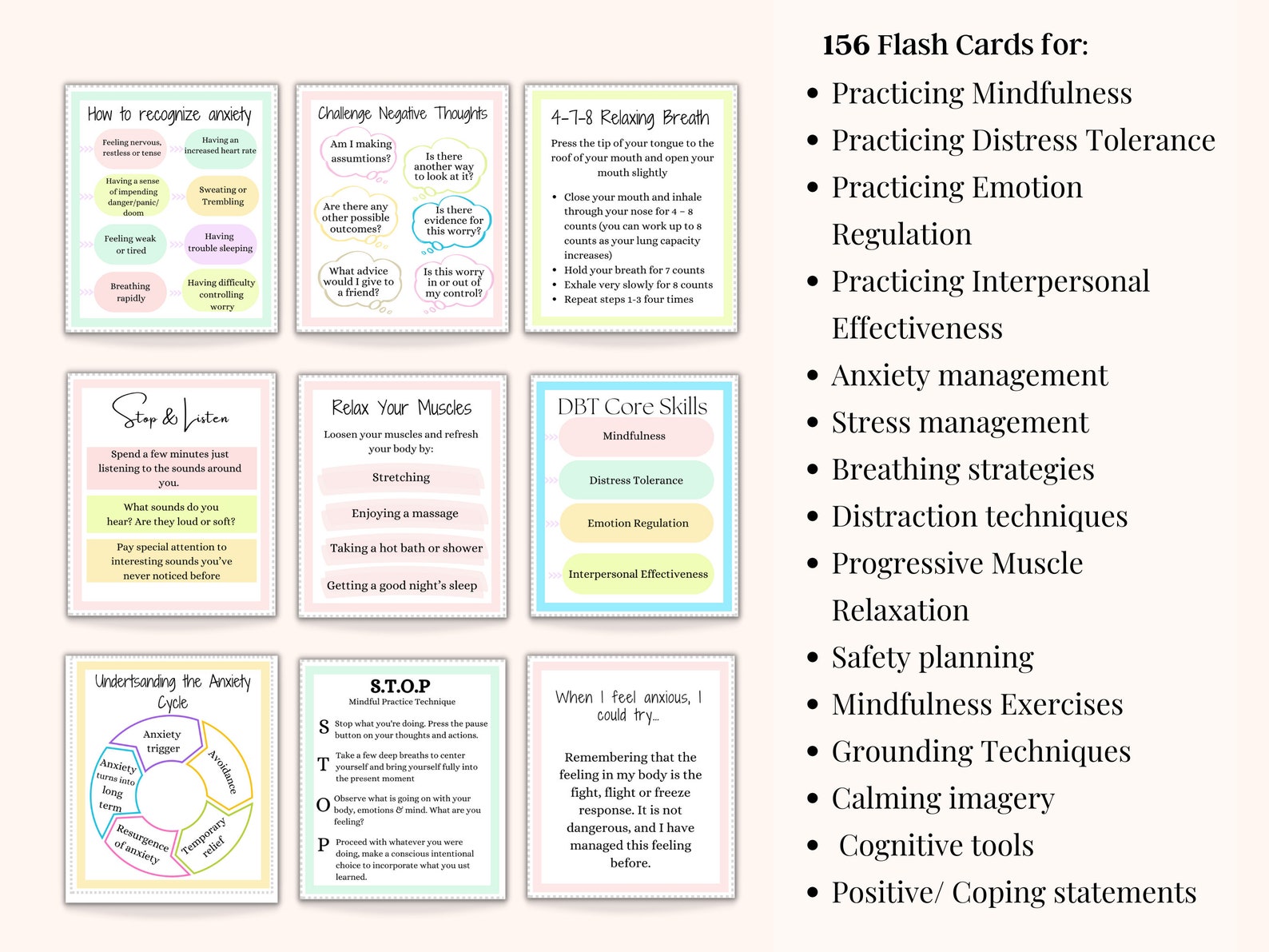 DBT Skills Cards DBT Coping Skills Flash Cards Anxiety - Etsy Australia