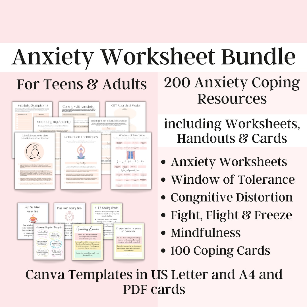 Anxiety Coping Skills Workbook, Anxiety Worksheets for Teens and Adults ...
