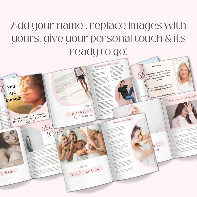 Ebook Template Canva , Self Love Ebook Template , Life Coaching , Self Love Template, Freebie ...