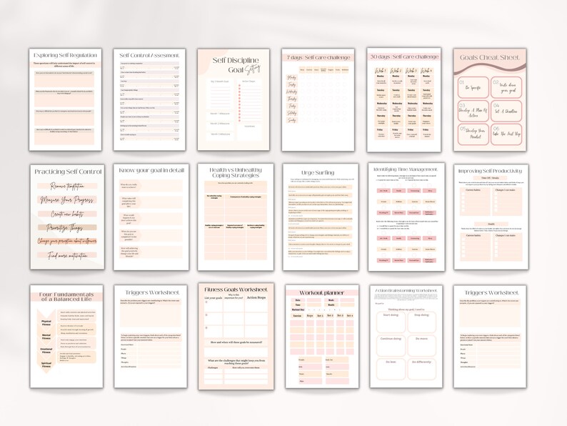 Coaching Worksheets Self Control Workbook Life Coaching - Etsy