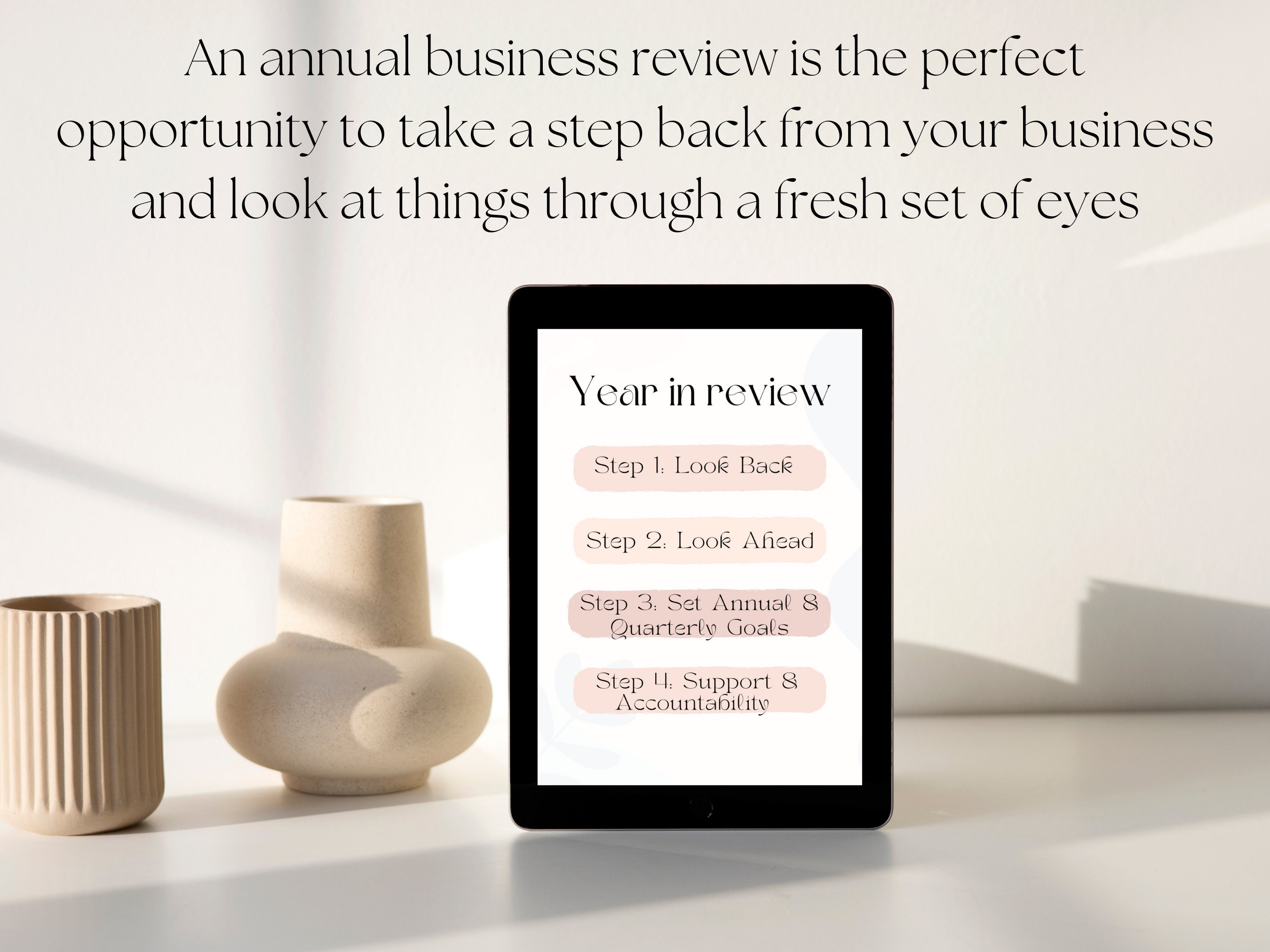 Business Year in Review Template, Business Goal Planner, Goal Tracker ...