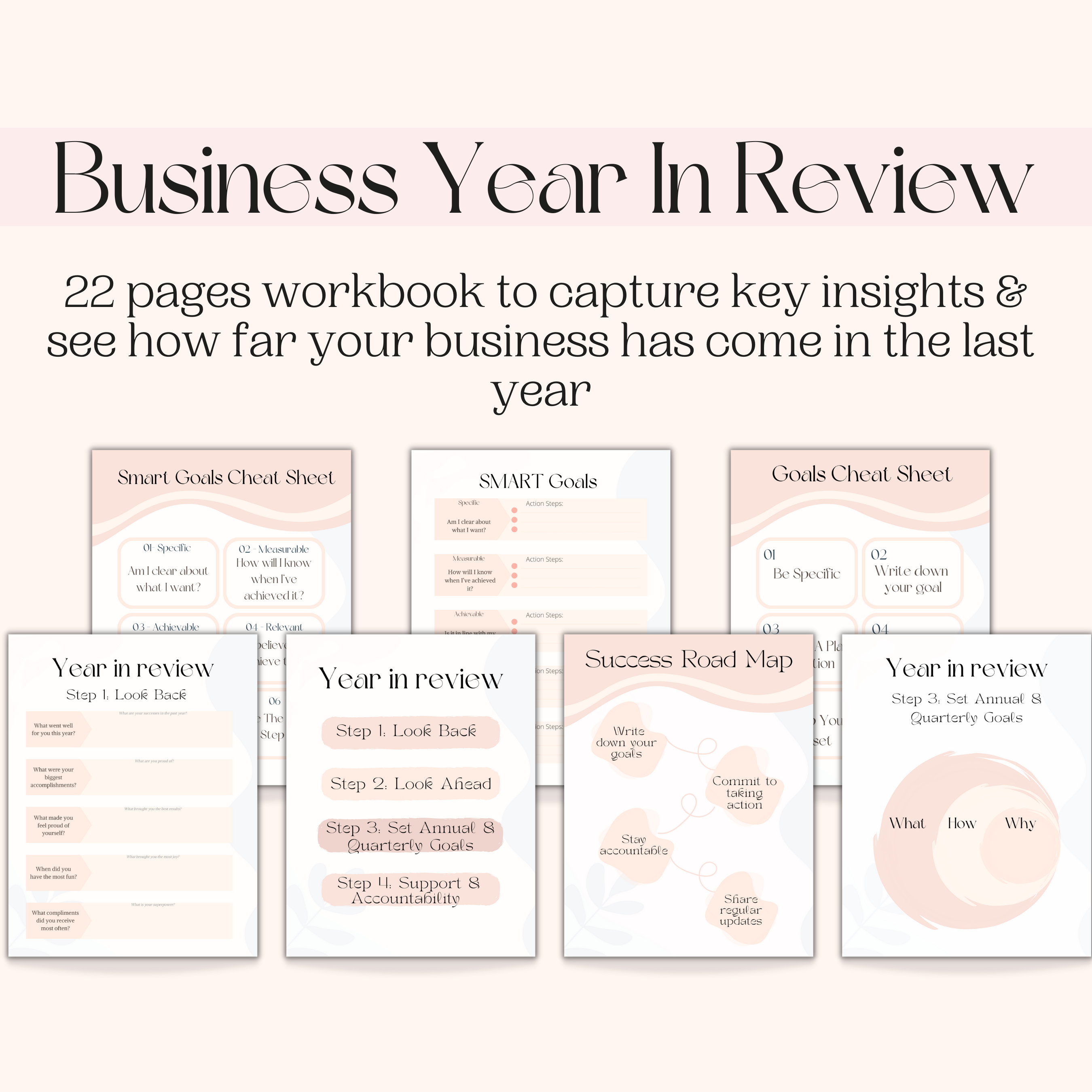 Business Year in Review Template, Business Goal Planner, Goal Tracker ...