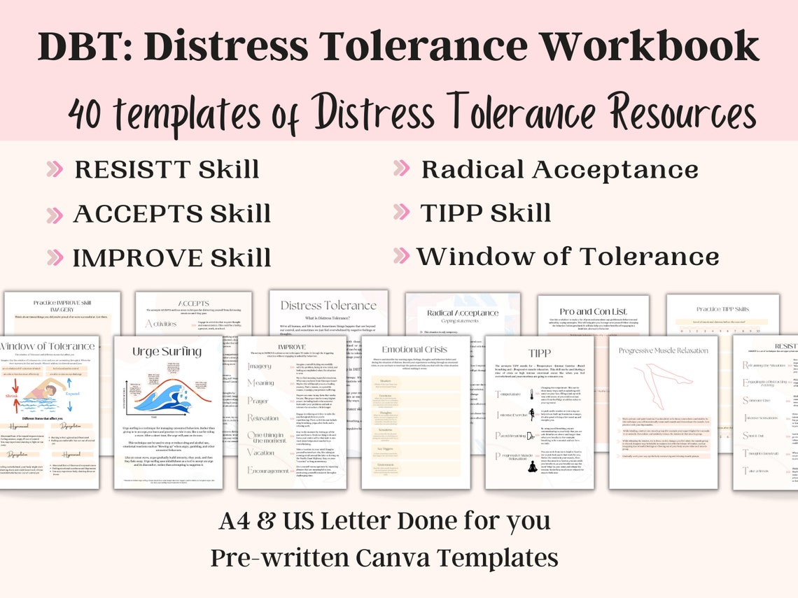 DBT Workbook, DBT Skills, Therapy Worksheets for Distress Tolerance ...
