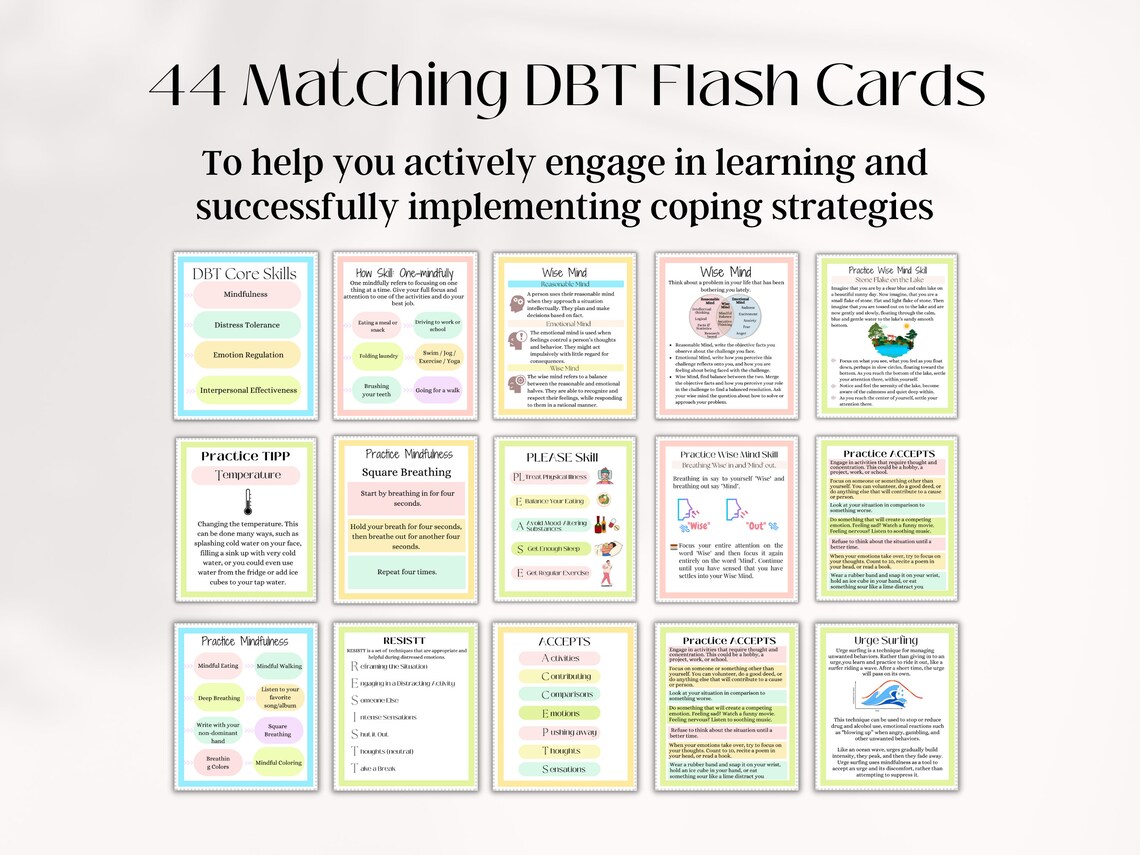 DBT Cheat Sheet, DBT Skills, Dbt Flash Cards for Teens and Adults, DBT ...
