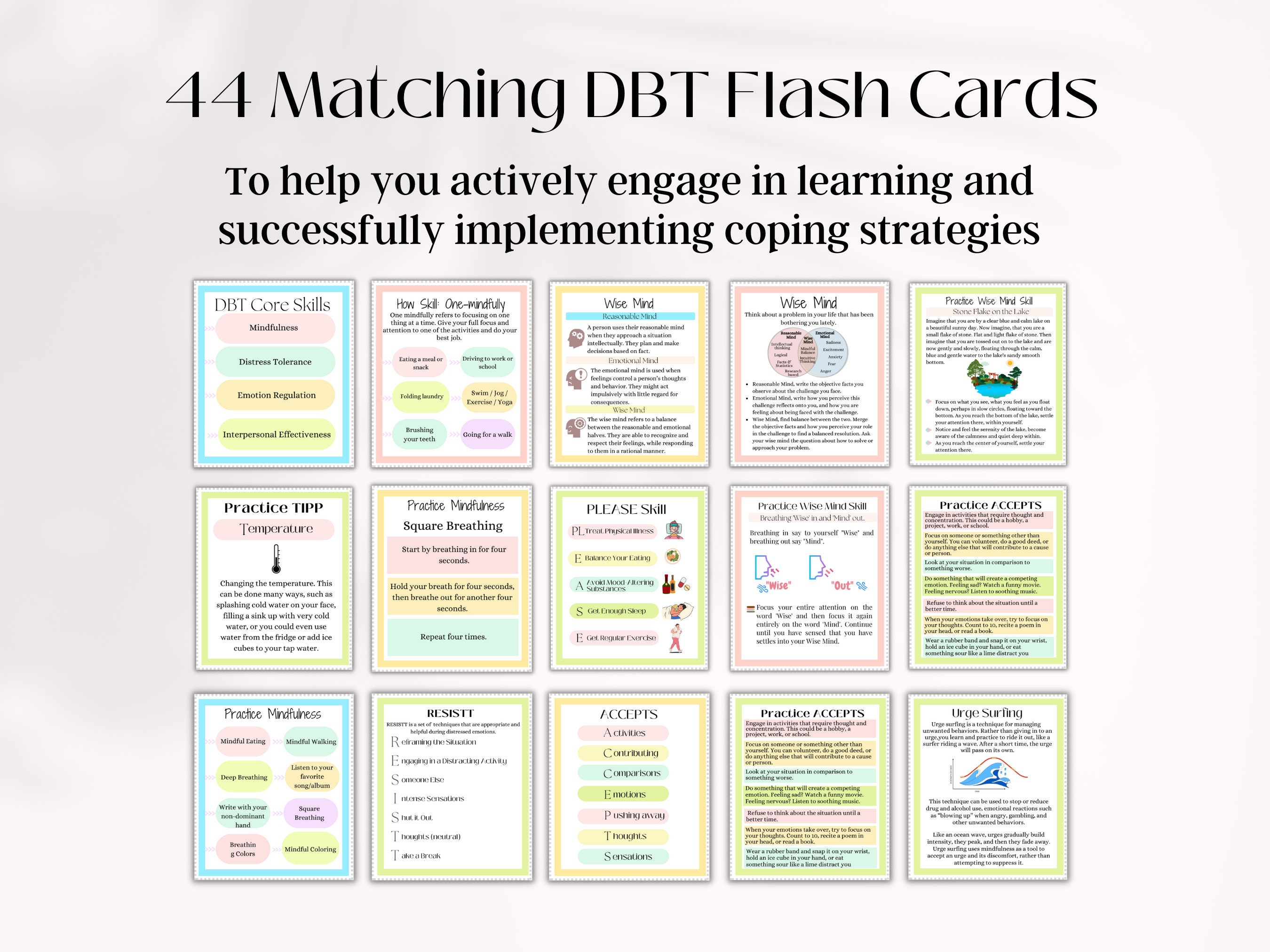 DBT Cheat Sheet, DBT Skills, Dbt Flash Cards for Teens and Adults, DBT ...