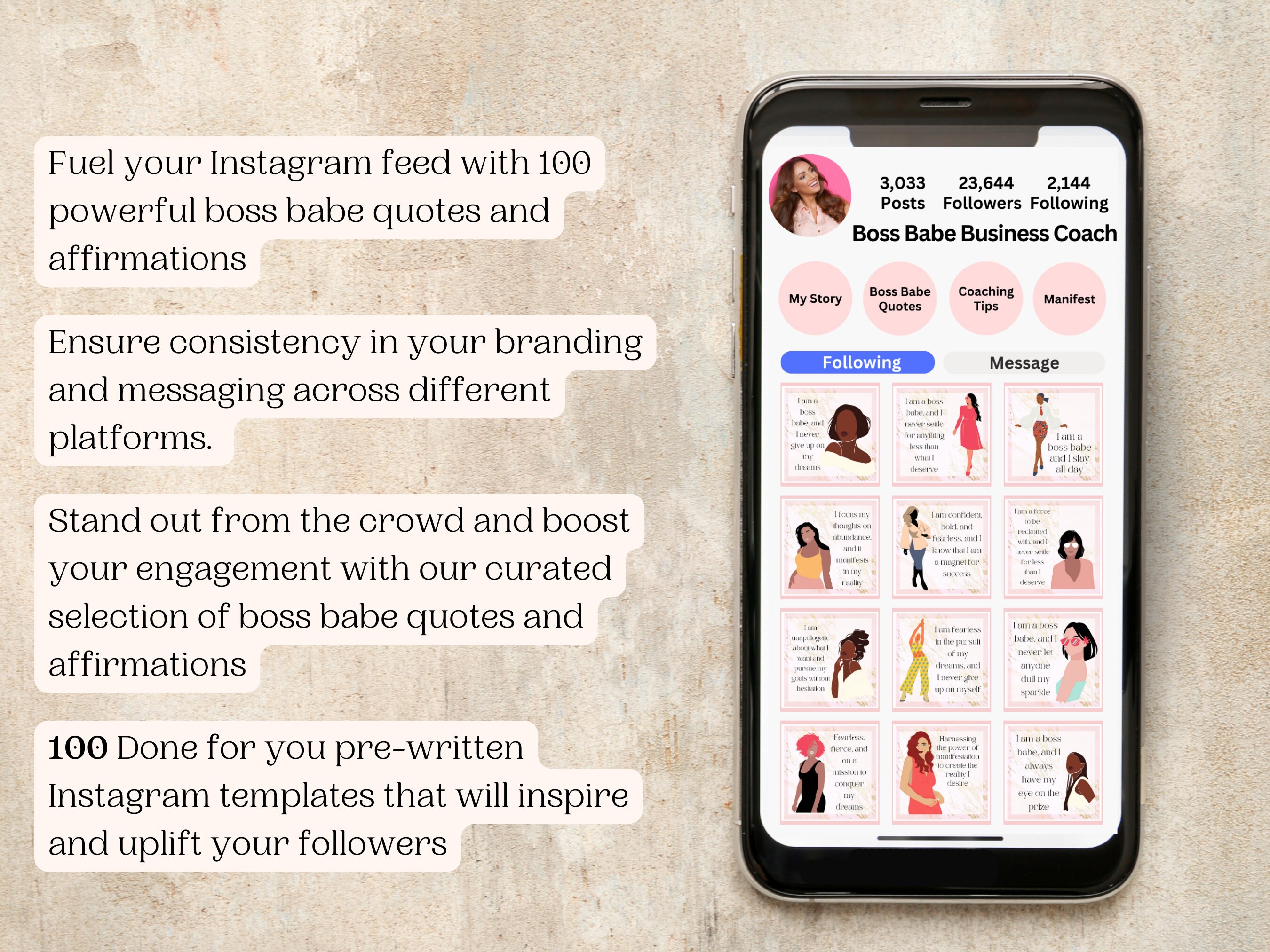 Girl Boss Instagram Templates, Social Media Templates for Boss Babe ...
