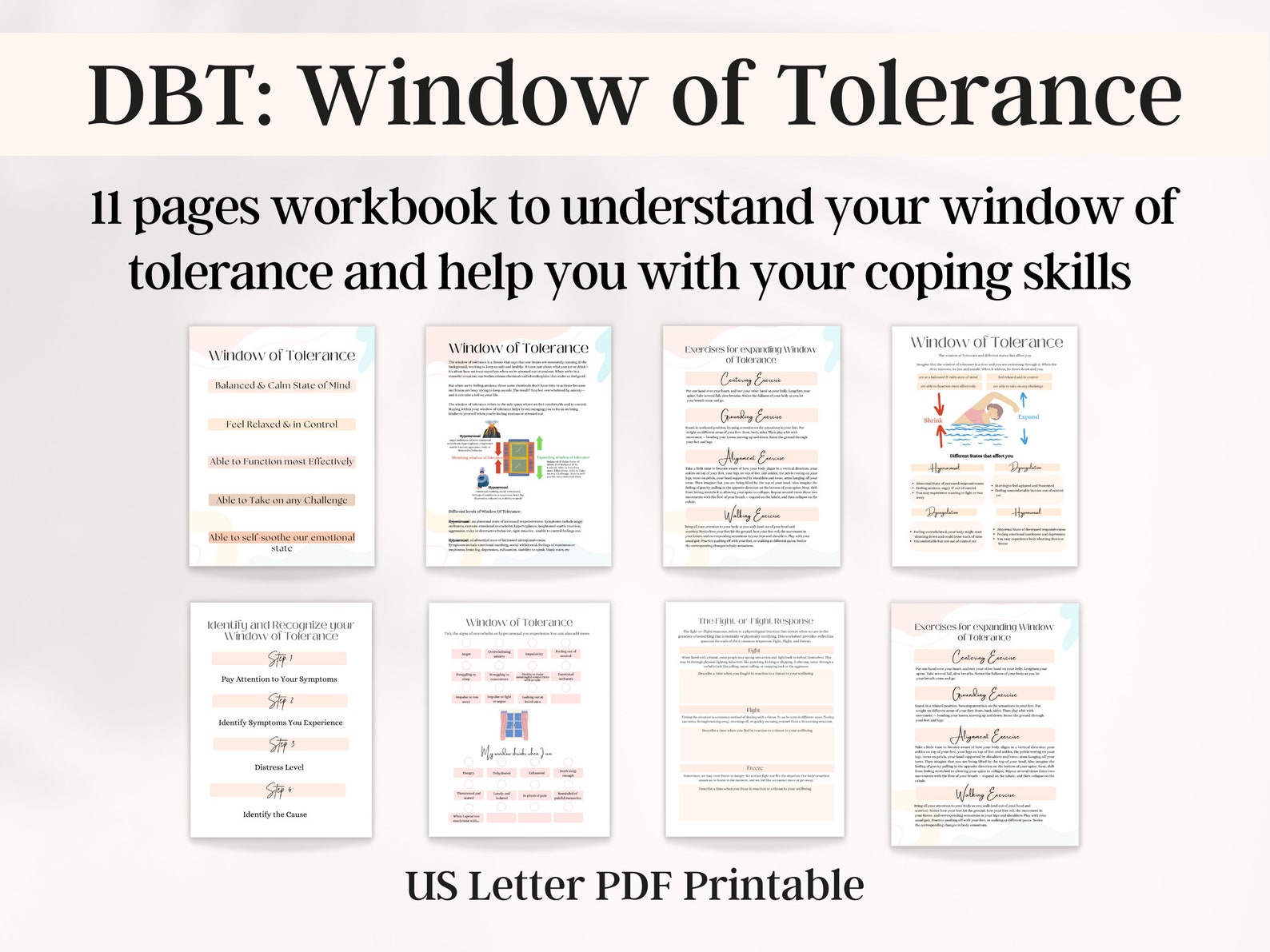 Window of Tolerance Worksheet, Distress Tolerance, Trauma Therapy ...