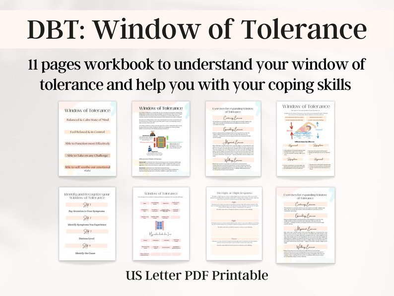 Window of Tolerance Worksheet, Distress Tolerance, Trauma Therapy ...