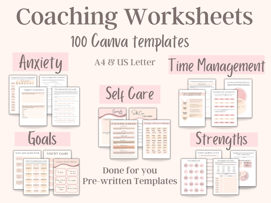 Coaching Worksheets Self Love Workbook Life Coaching - Etsy