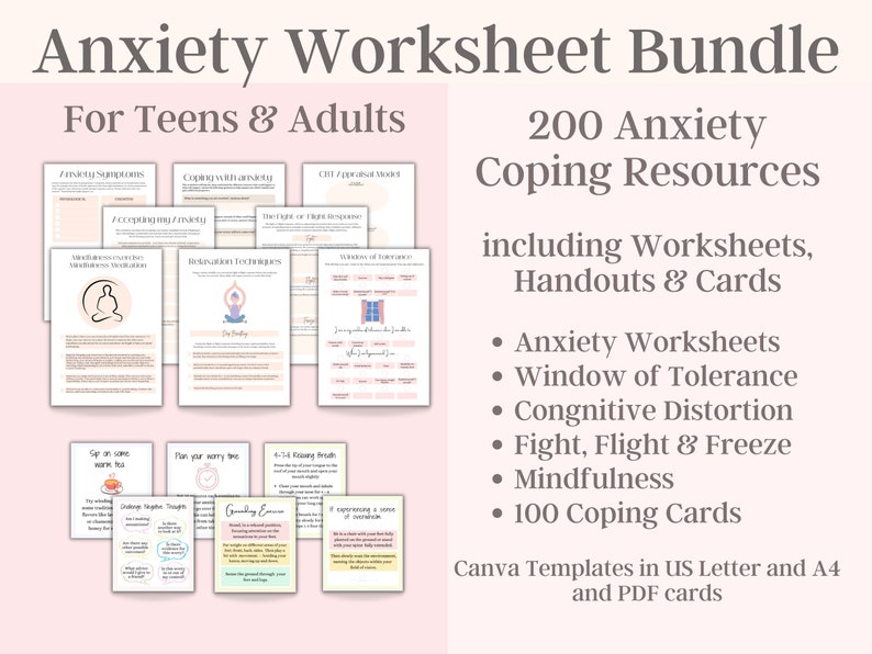 Anxiety Coping Skills Workbook Anxiety Worksheets for Teens - Etsy