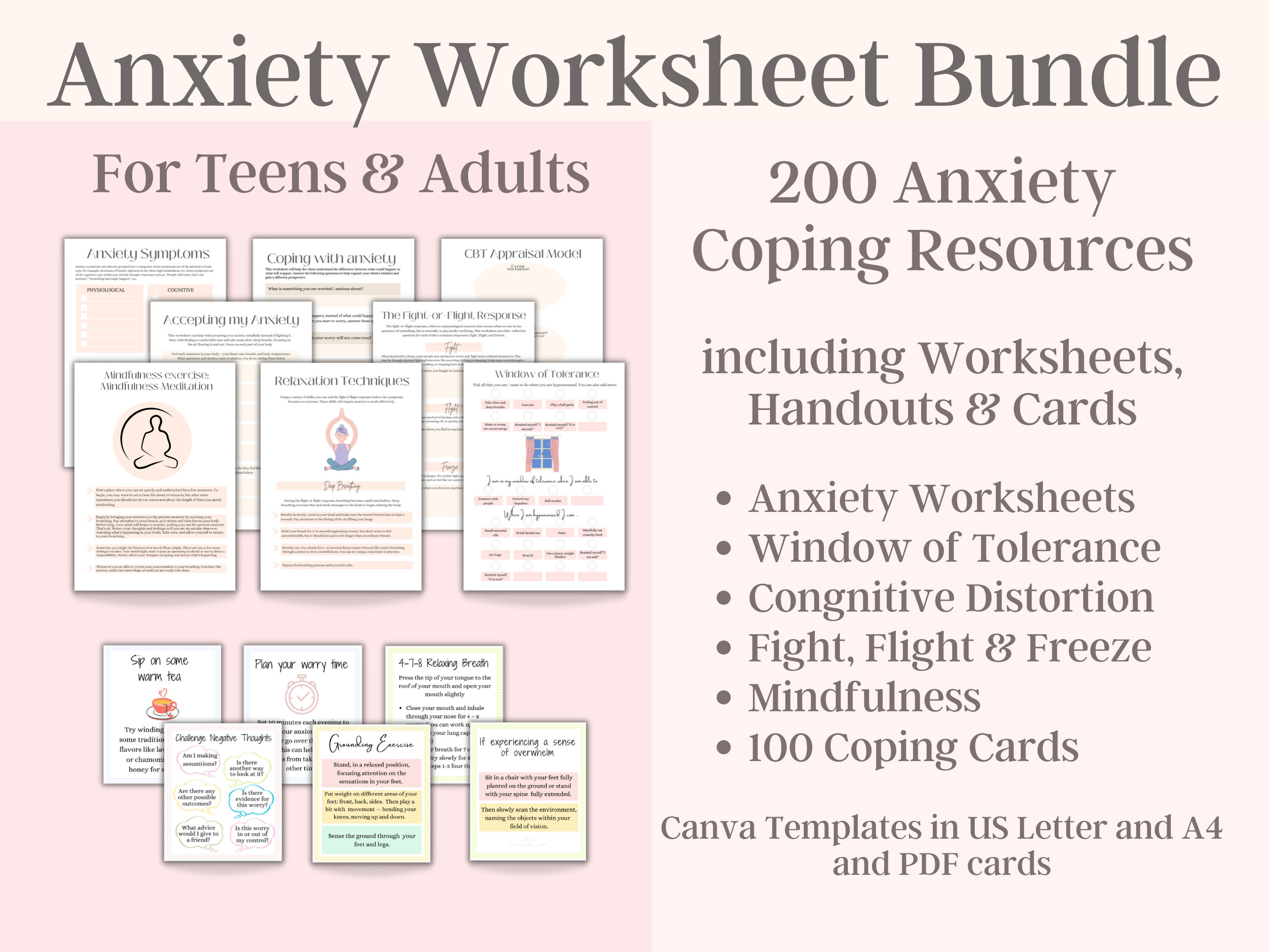 Anxiety Coping Skills Workbook Anxiety Worksheets for Teens - Etsy