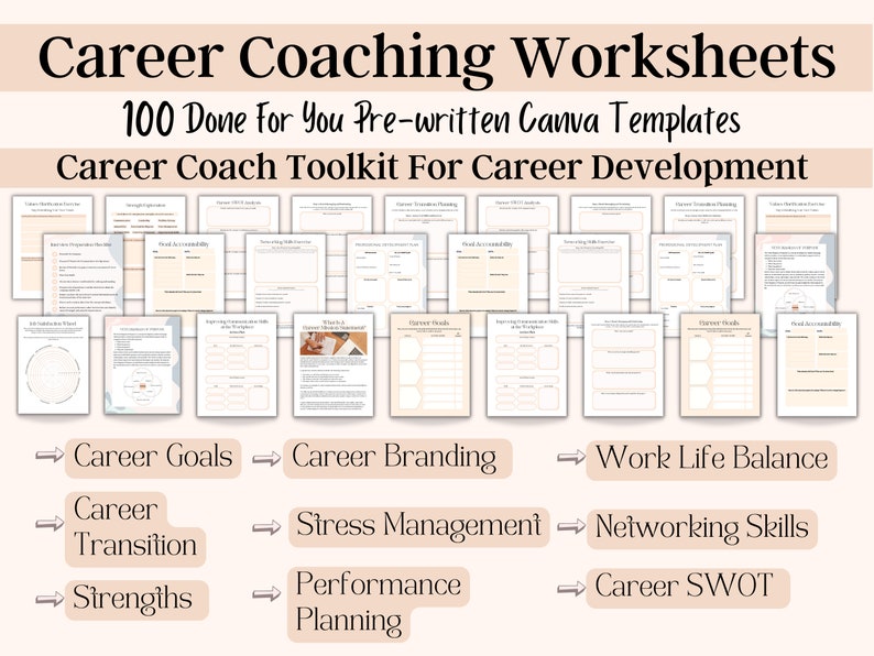 Career Coaching Templates Career Change Workbook Life - Etsy