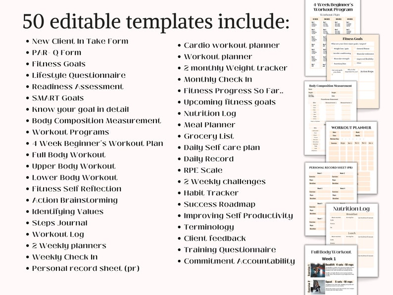 Fitness Client Intake Forms for Fitness Coach Personal - Etsy