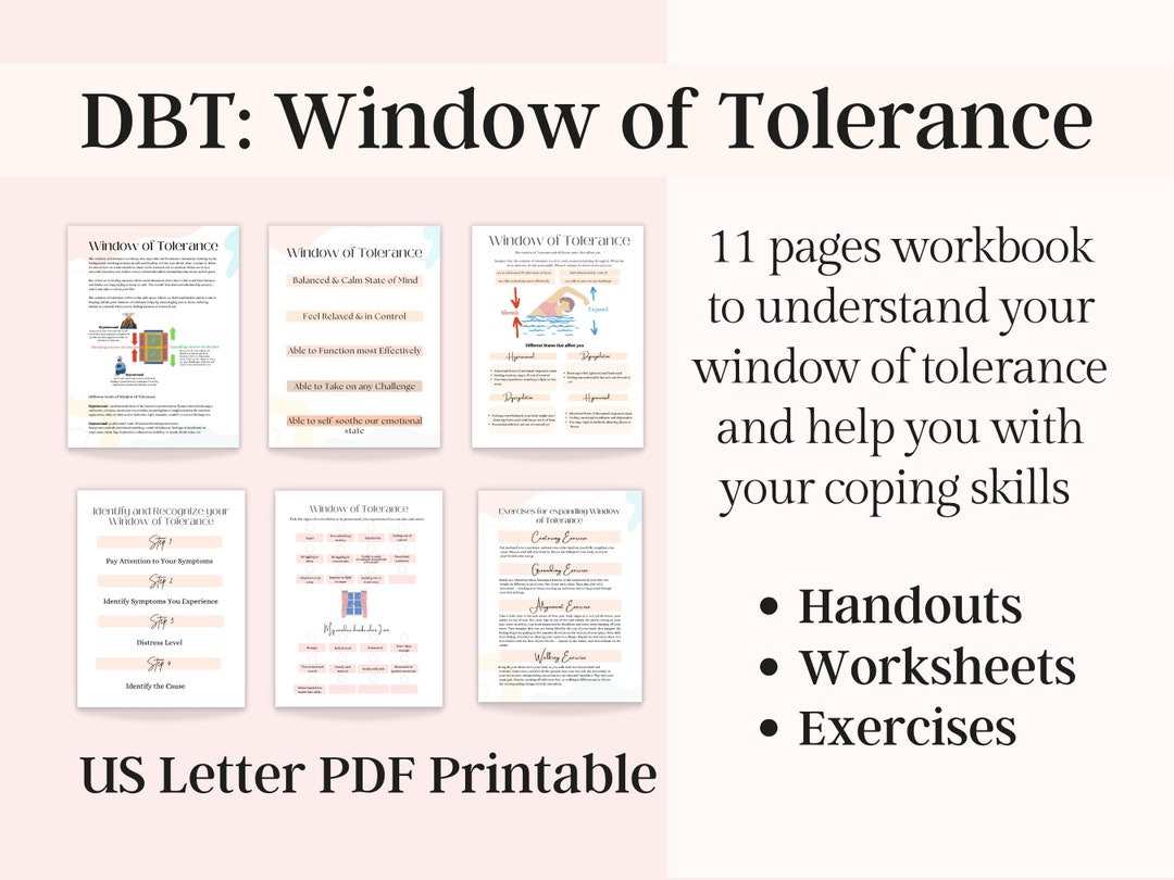 Window of Tolerance Worksheet, Distress Tolerance, Trauma Therapy ...