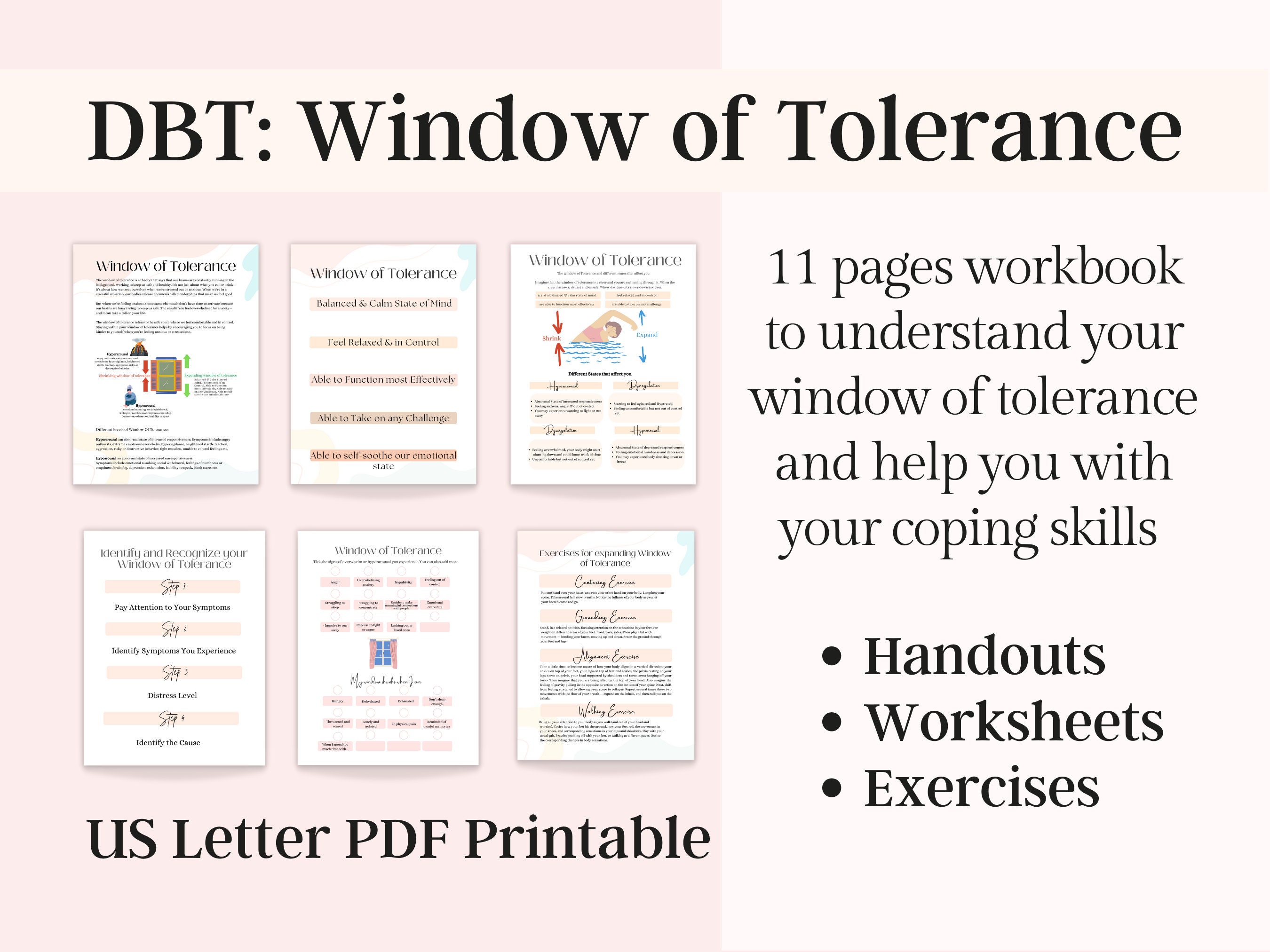 Window of Tolerance Worksheet, Distress Tolerance, Trauma Therapy ...