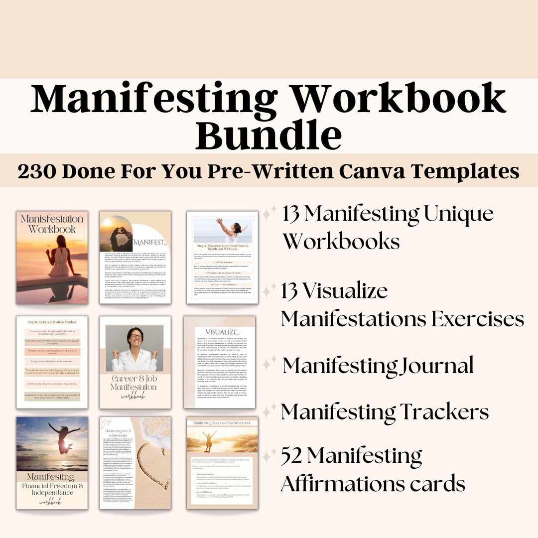 Manifestation Workbook, Mindset Coaching Worksheets, Manifesting ...