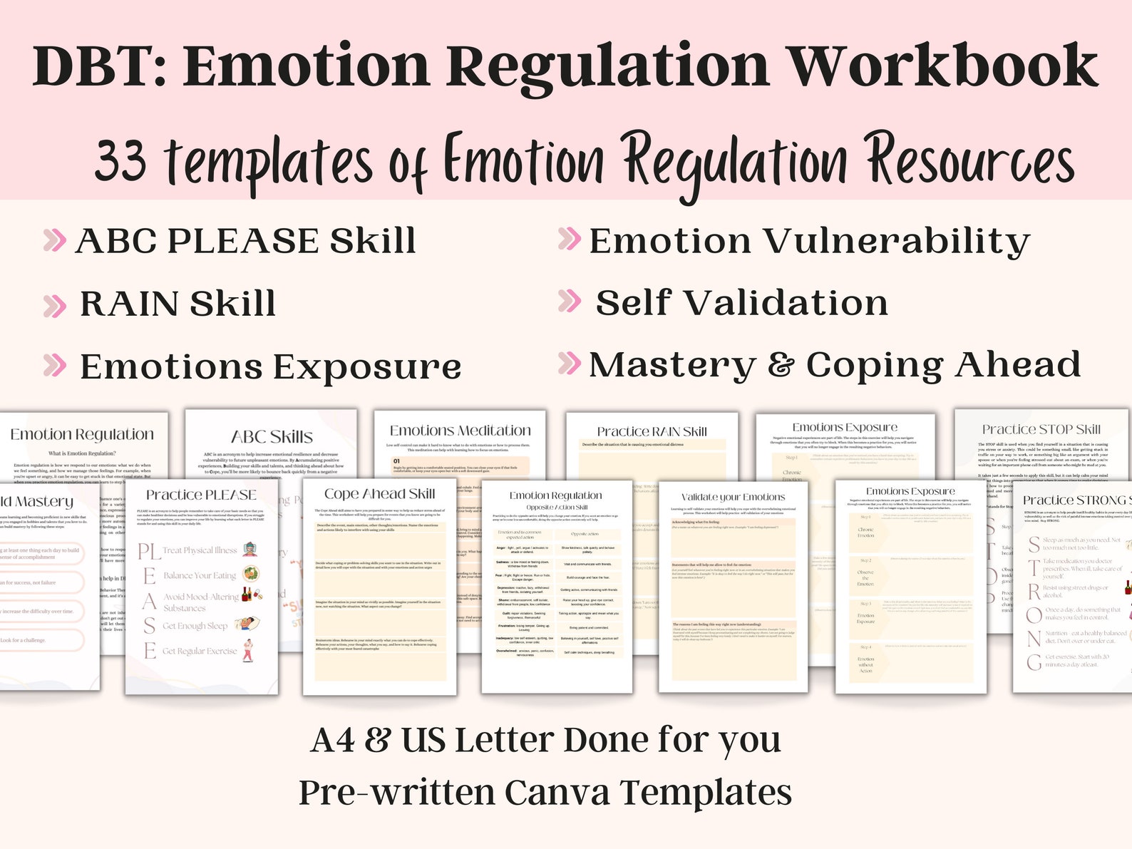 DBT Workbook, DBT Skills, Therapy Worksheets for Emotion Regulation ...
