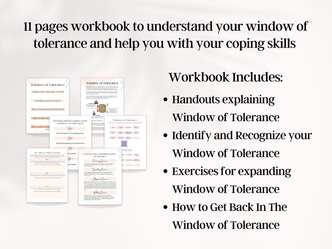 DBT Skills, Window of Tolerance Worksheet, Distress Tolerance, Trauma ...