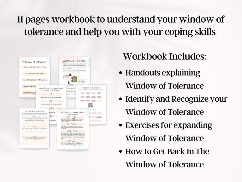 Window of Tolerance Worksheet, Distress Tolerance, Trauma Therapy ...