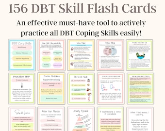 DBT Skills Cards, DBT Coping Skills Flash Cards, Anxiety Affirmation ...