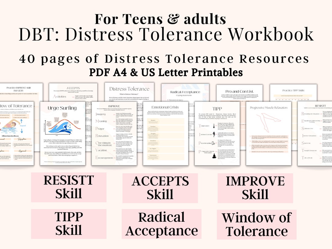 Coaching Worksheets for Distress Tolerance , DBT Coping Skills, Therapy ...