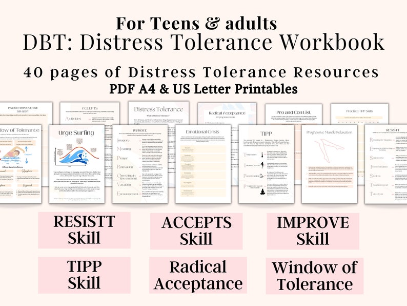 Coaching Worksheets for Distress Tolerance , DBT Coping Skills, Therapy ...