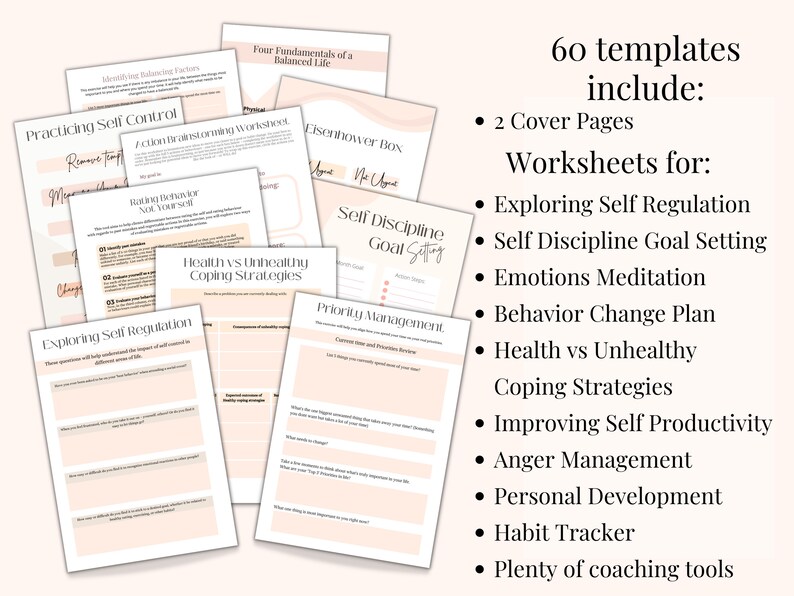 Coaching Worksheets Self Control Workbook Life Coaching - Etsy