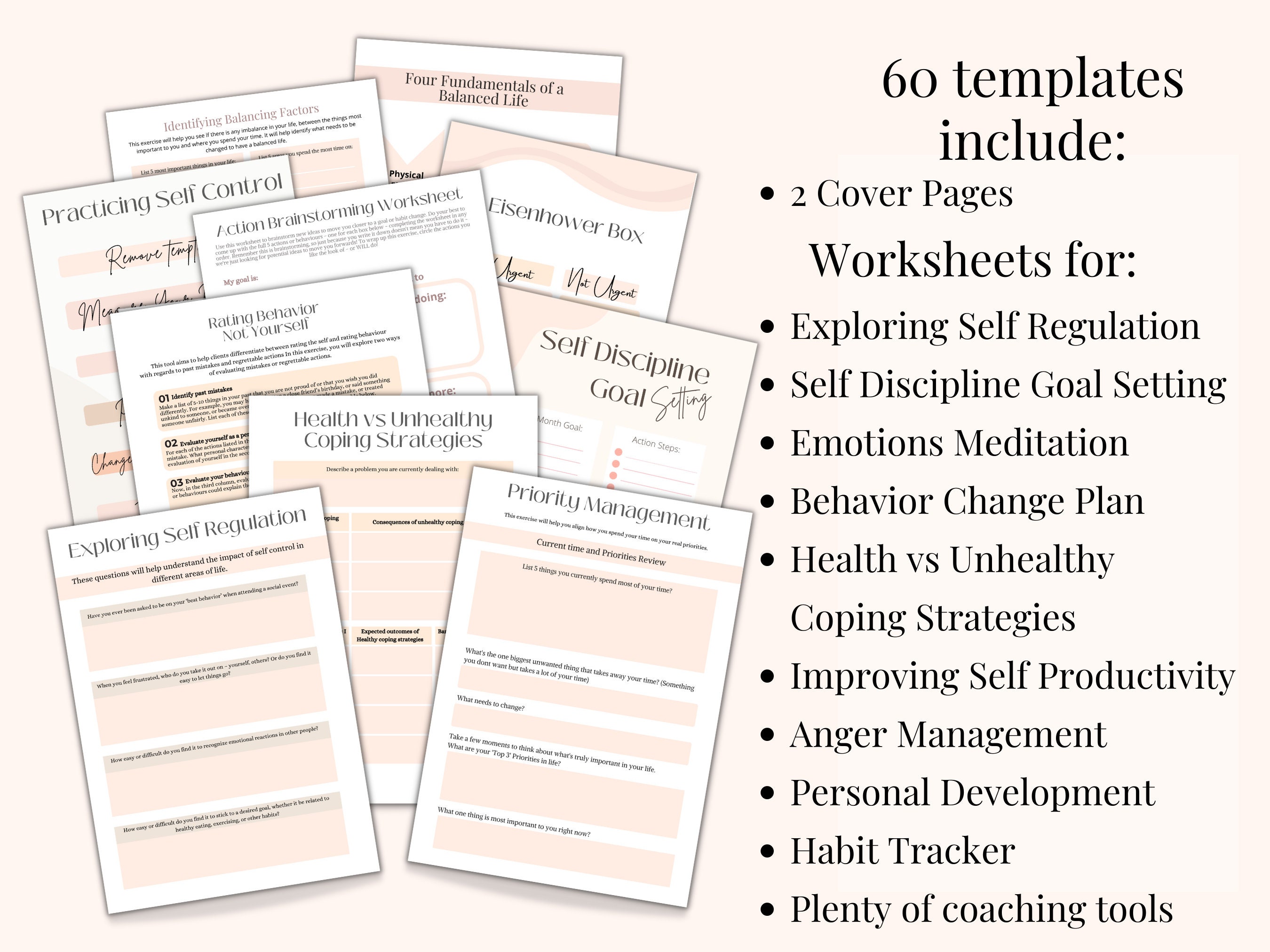 Coaching Worksheets Self Control Workbook Self Regulation - Etsy