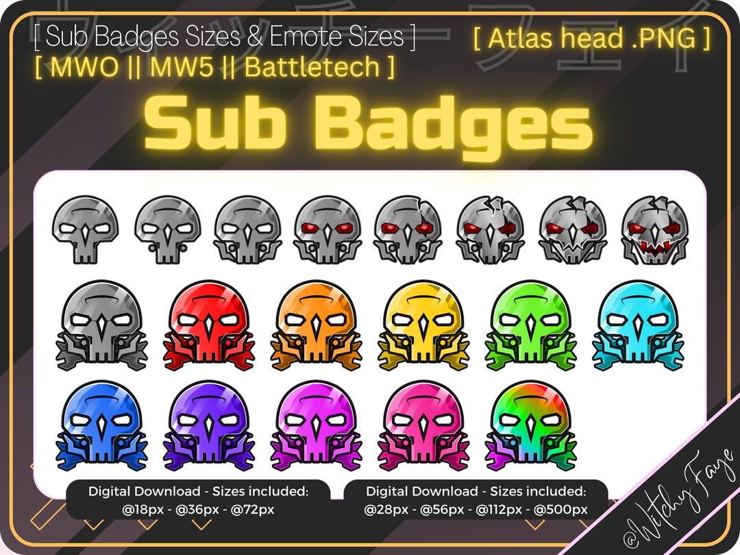 Sub Badges with Emote Sizes Atlas Head Sub Badges MWO MW5 Battle Tech ...
