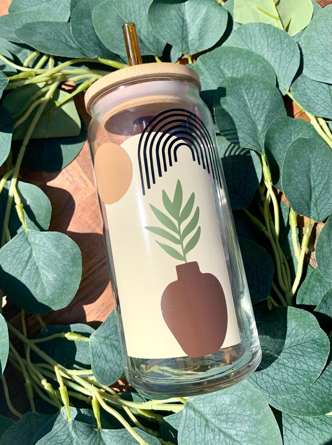 BOHO Plants Beer Can Glass Boho Style Beer Can Glass Beer - Etsy