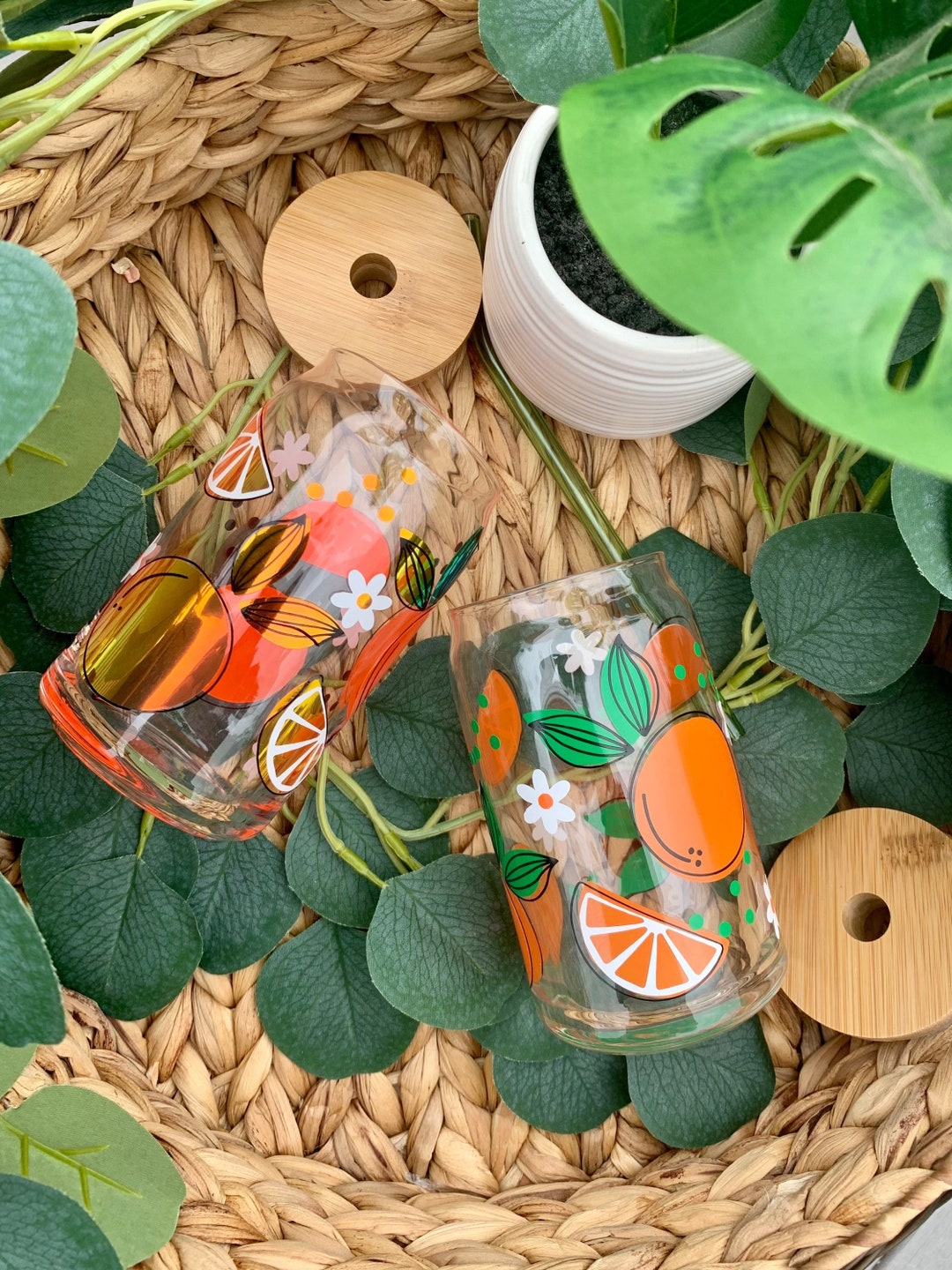 Boho Inspired Orange Beer Can Glass, Beer Can Glass, Beer Glass ...